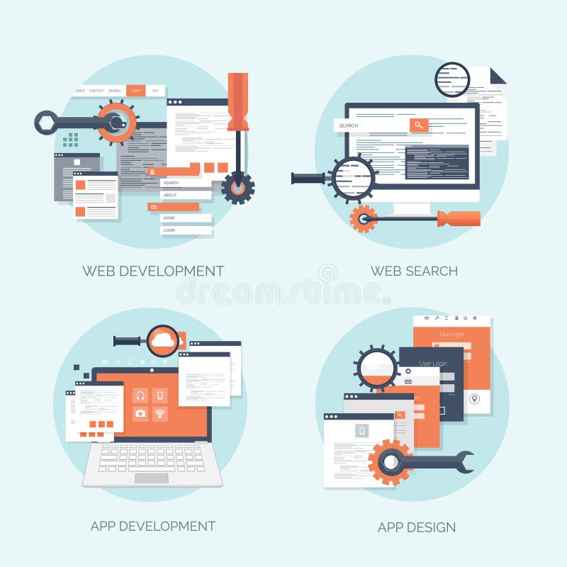 Vector Illustration. Flat Computing Background. Programming,coding. Web ...