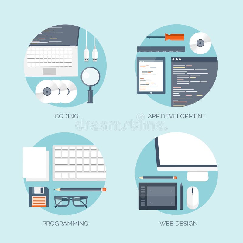 Computing Icons Flat Lines Stock Illustrations – 171 Computing Icons ...