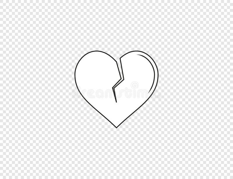 Broken Heart, Outline Icon. Vector Illustration. Flat Design Stock ...