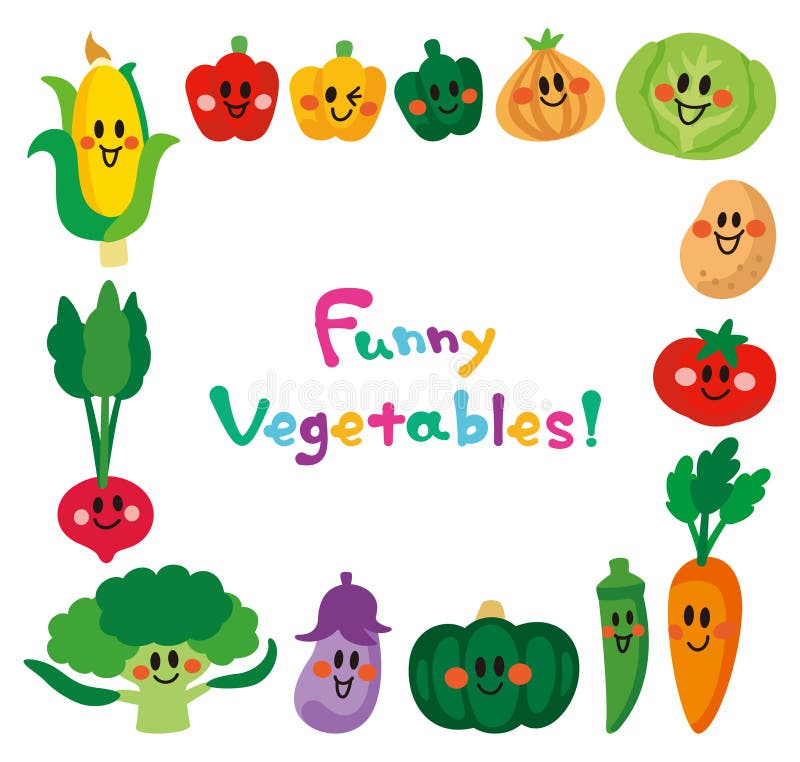 Characters of Smiling Cute Vegetables.frame. Stock Vector ...
