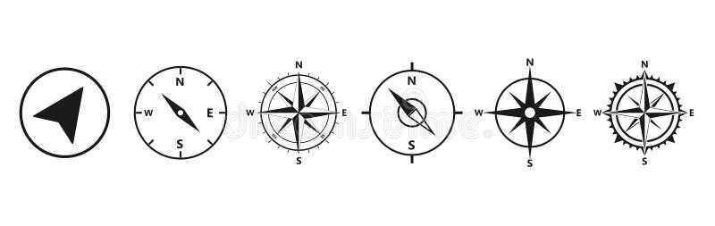 Compass Icons Set. Vector Illustration. Stock Vector - Illustration of ...