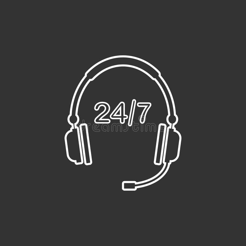 Call Center, 24-7 Icon. Vector Illustration, Flat Design Stock ...