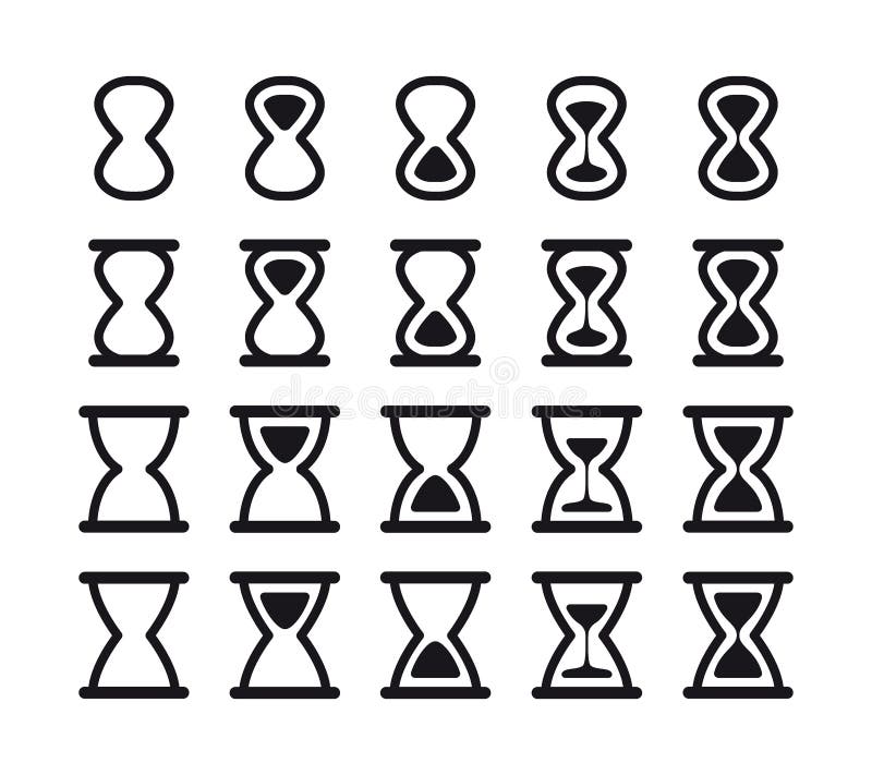 Vector Hourglass Sprites Illustration for Animation Frames. Black Sand ...
