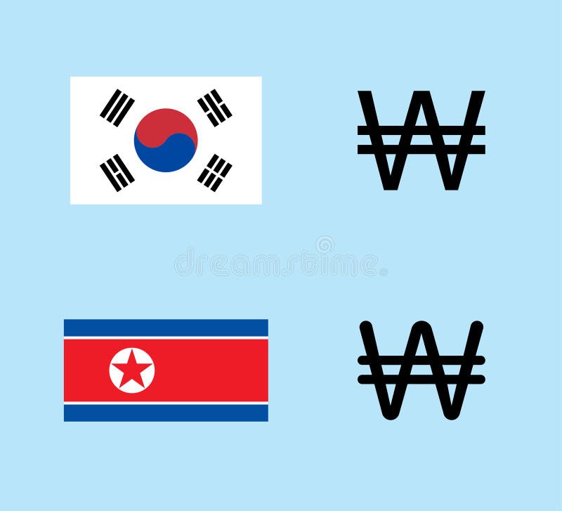 South, North Korean Won, Flag Icon. Vector Illustration Stock ...