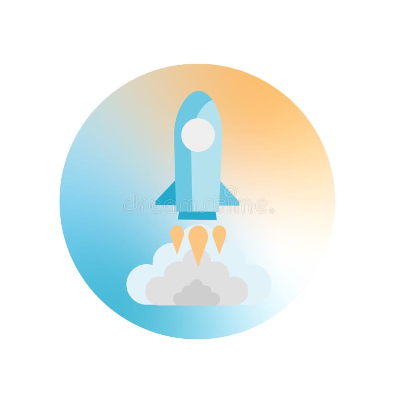 Vector Illustration: Flat Design, Launch of Rocket. Stock Vector ...