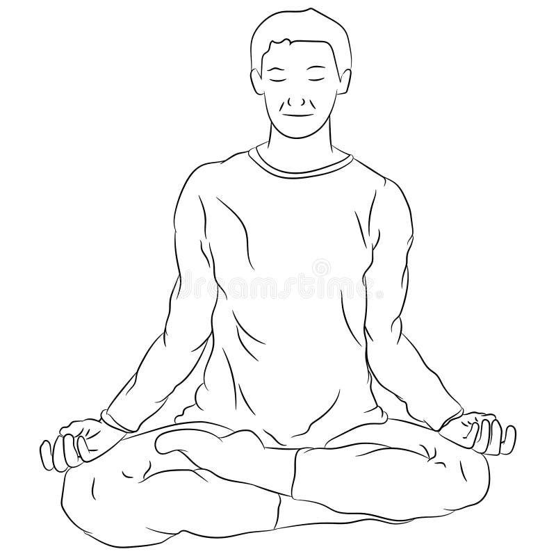 Man in Lotus Position, Meditation, Doodle. Stock Vector - Illustration ...