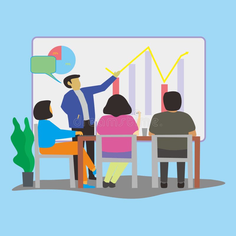 Vector Illustration Flat Design Meeting and Study Theme Stock Vector ...