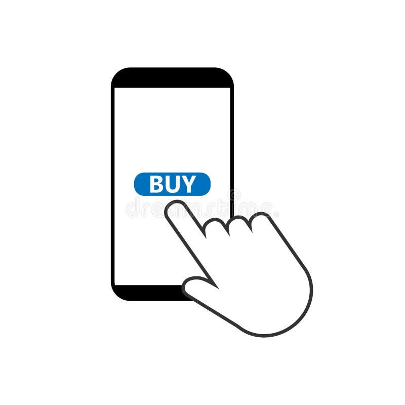 Online Shopping Icon. Touch, Buy, Hand Icon. Vector Illustration, Flat ...