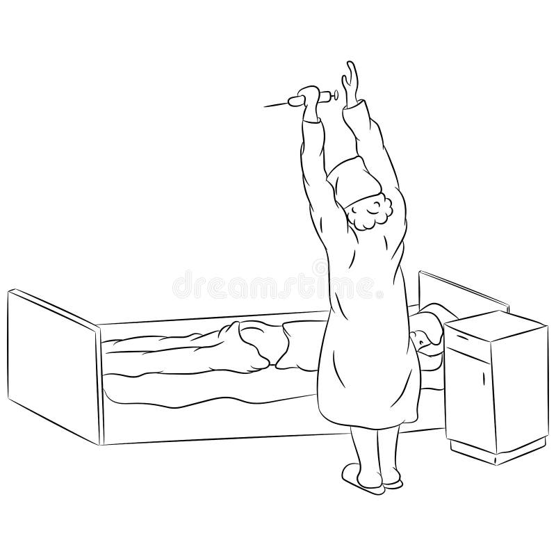 The Patient Receives an Injection, Doodle. Stock Vector - Illustration ...