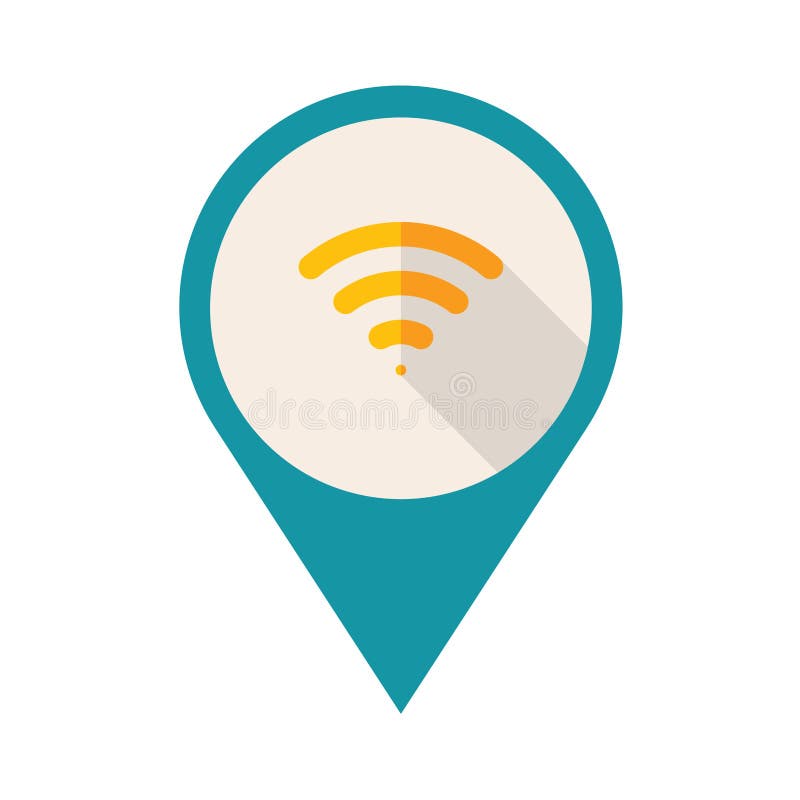 Vector Illustration. Flat Design Pin with Wi Fi Symbol Stock Vector ...