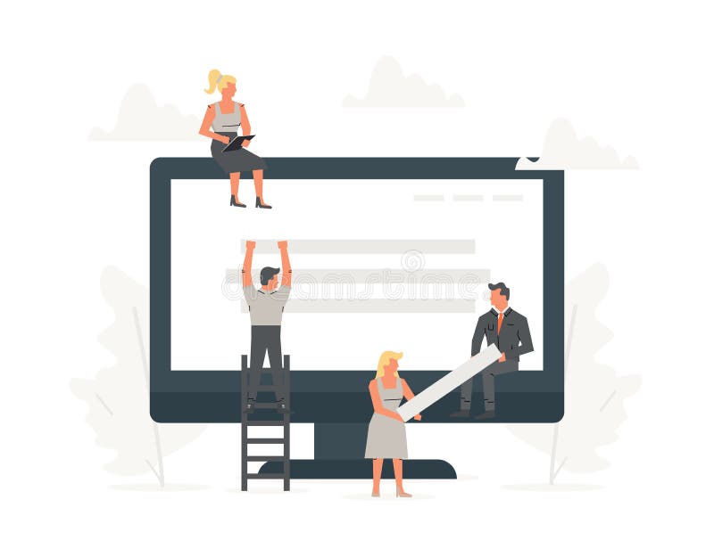 Small Office People Building Website with Blocks in the Browser ...