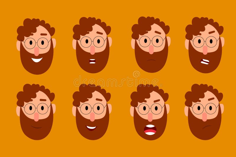 Character with Different Emotions for Your Scenes. Vector Illustration ...