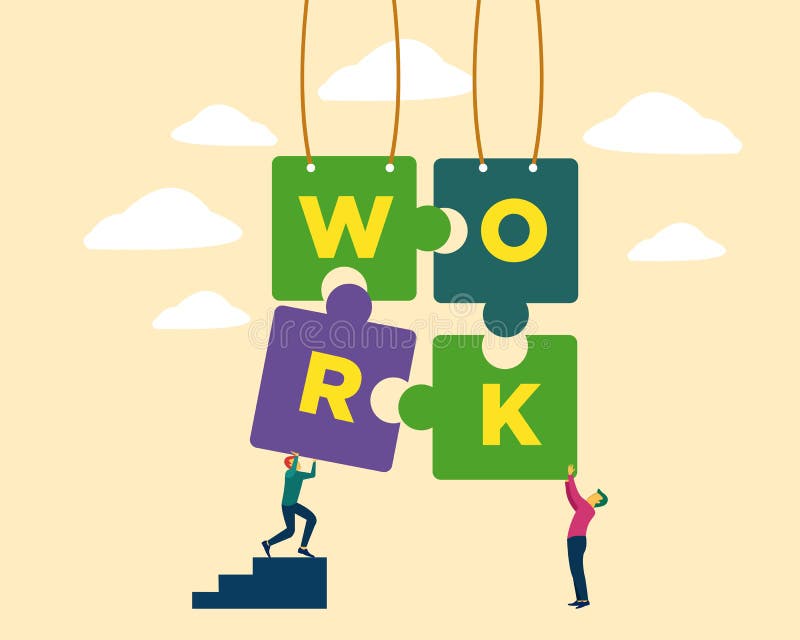 Vector Illustration Flat Design Style.people Connecting Puzzle Elements ... Vector Illustration Flat Design Style.people Connecting Puzzle Elements ...
