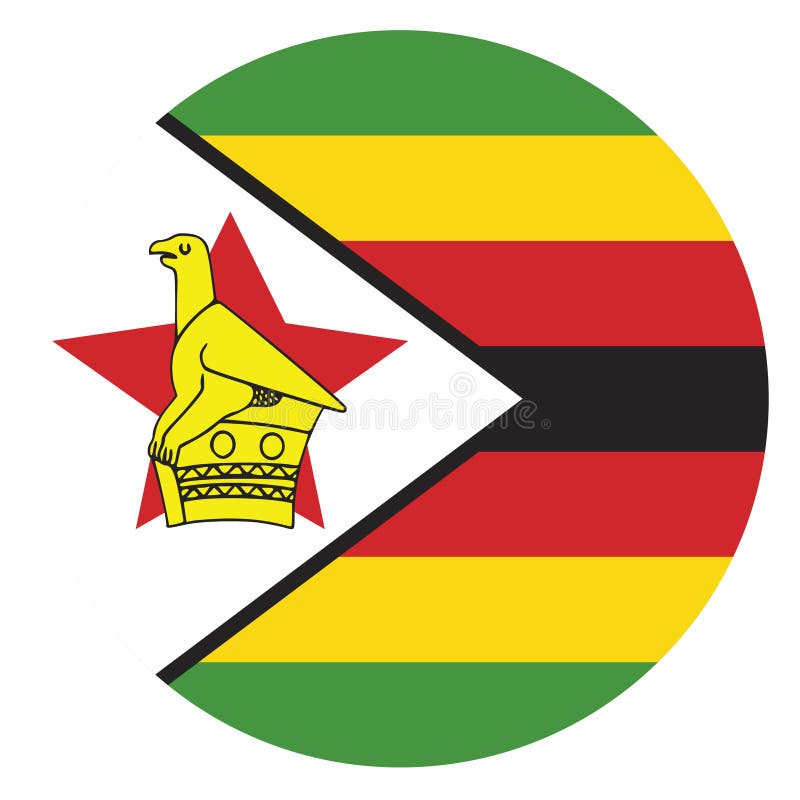 Colored Zimbabwe Flag Design. Vector Illustration of Circle Zimbabwe ...