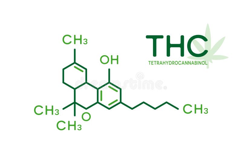 Tetrahydrocannabinol Molecular Structure on White Background Stock ...