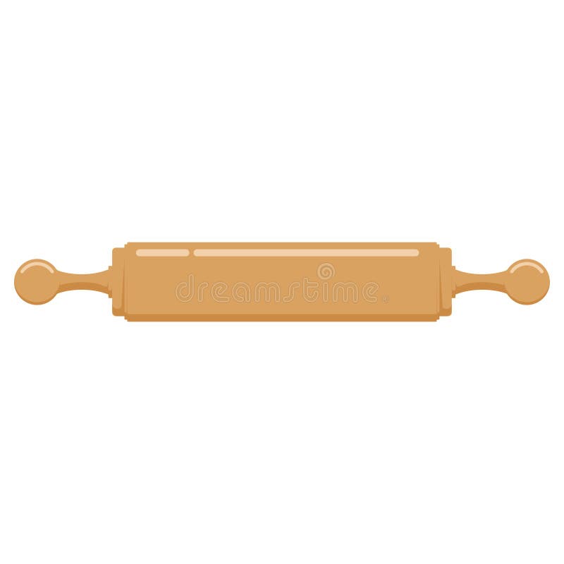 Vector Illustration of Flat Design Wooden Rolling Pin Isolated on White ...