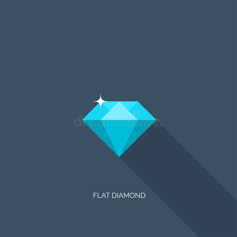 Vector Illustration. Flat Diamond with Shadow. Crystal. Stock Vector ...