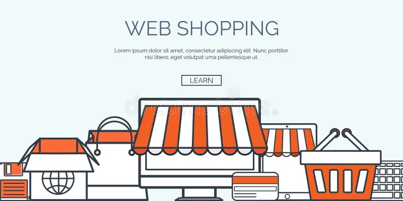 Vector Illustration. Flat Header. Shopping. Web Store. Global ...