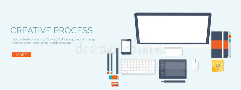 Vector Illustration. Flat Header. Workplace. Programming Coding Web ...