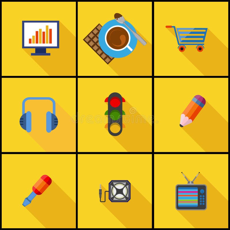 Flat icon set stock vector. Illustration of office, idea - 101224114