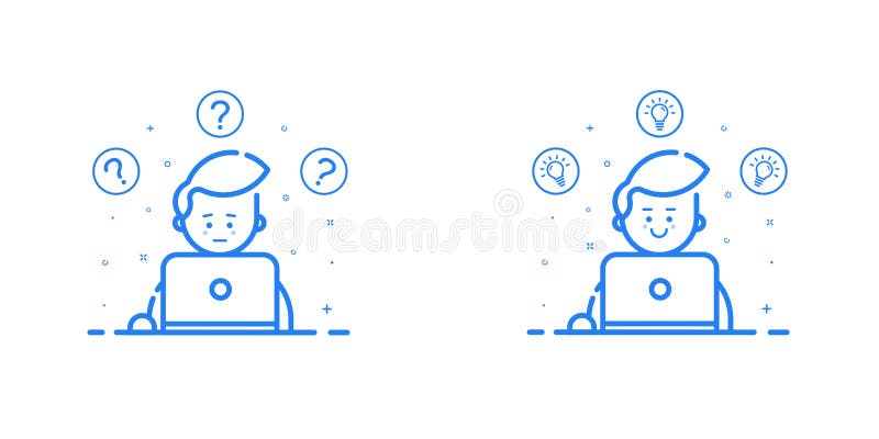 Vector Illustration in Flat Linear Style and Blue Colors - Problem ...
