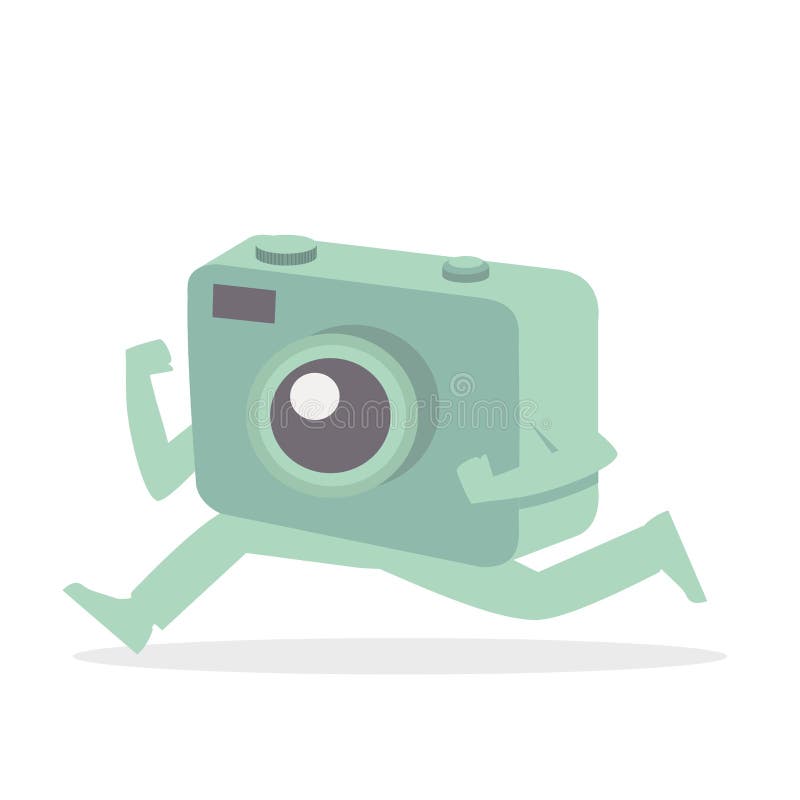 Camera Running Cartoon Flat Vector Stock Vector - Illustration of ...