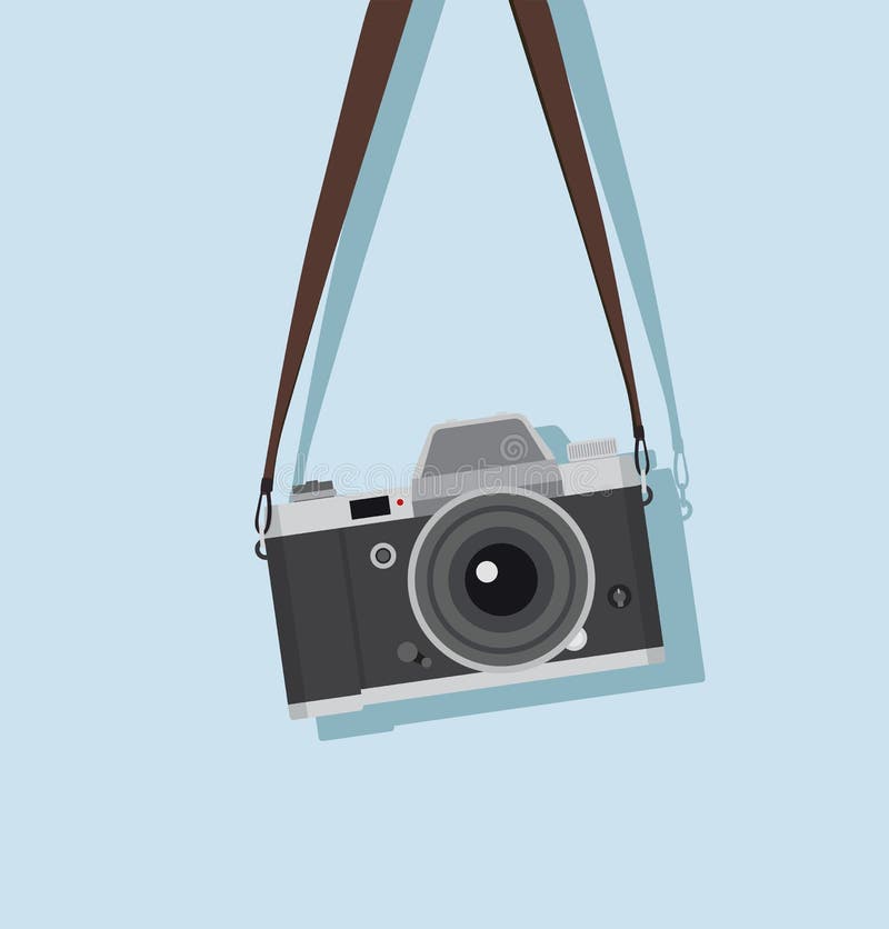Hanging Vintage Camera in a Flat Style Stock Vector - Illustration of ...