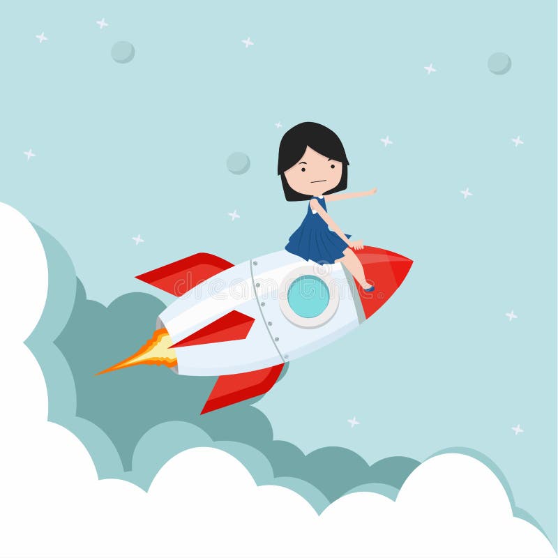 Girl Sitting Rocket Stock Illustrations – 161 Girl Sitting Rocket Stock ...