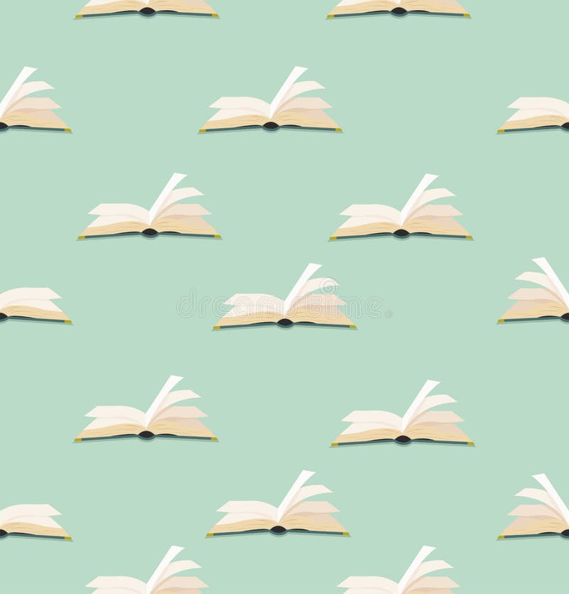 Open Green Book Flat Design Pattern Stock Vector - Illustration of ...