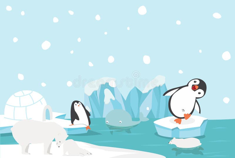 Artic Animal North Pole Arctic Landscape Stock Vector - Illustration of ...