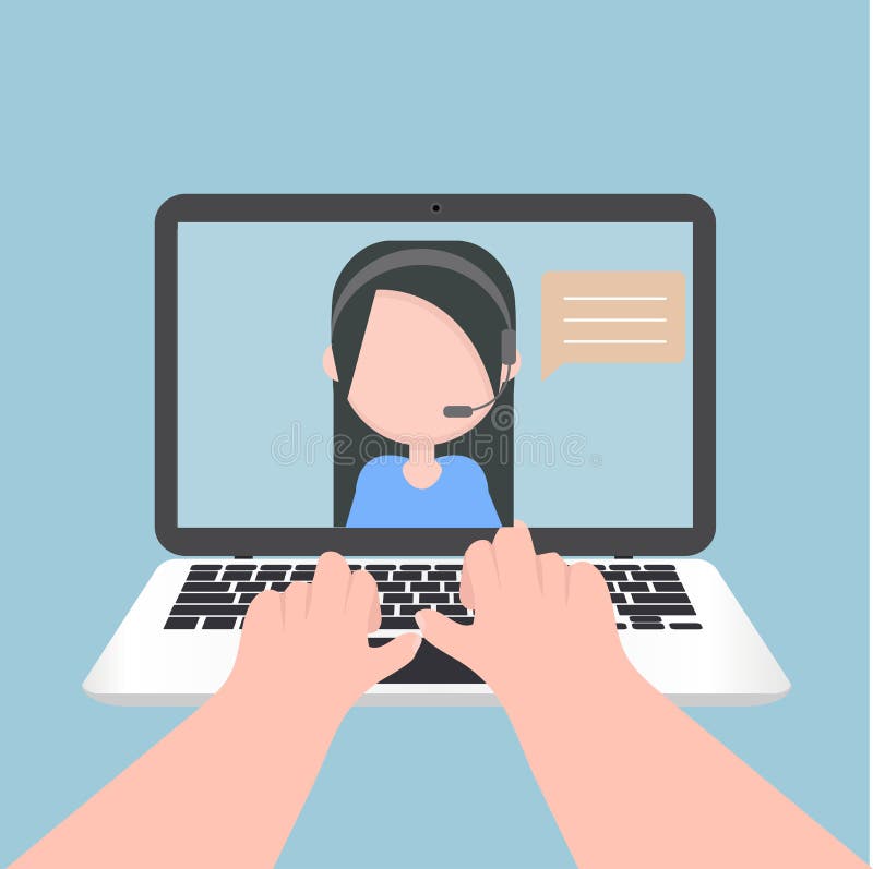 Laptop Notebook Hand Typing E-learning Concept Design Stock Vector ...