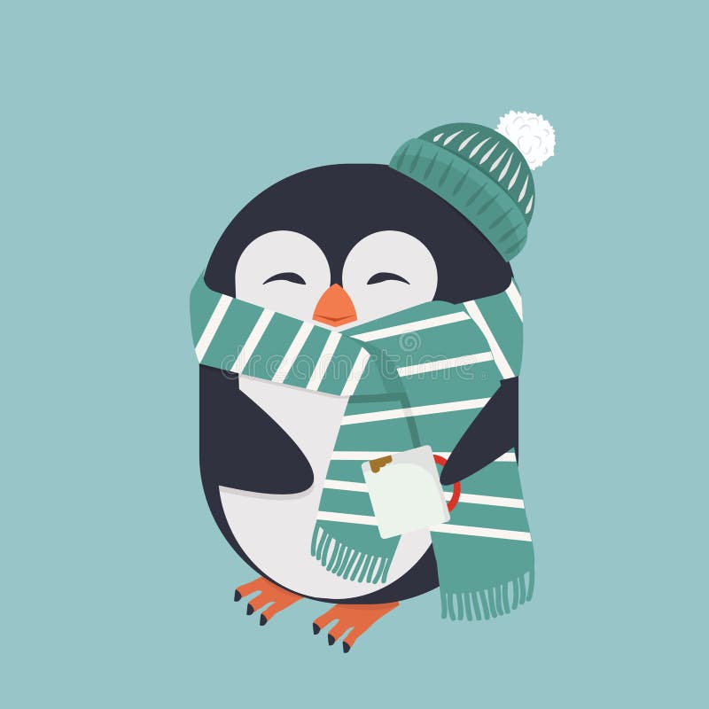 Smiling Penguin with Coffee Vector Stock Vector - Illustration of ...