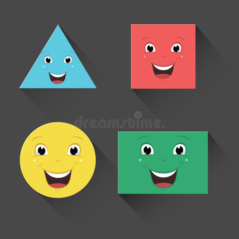 Vector Illustration of Flat Smiling Shapes Stock Vector - Illustration ...