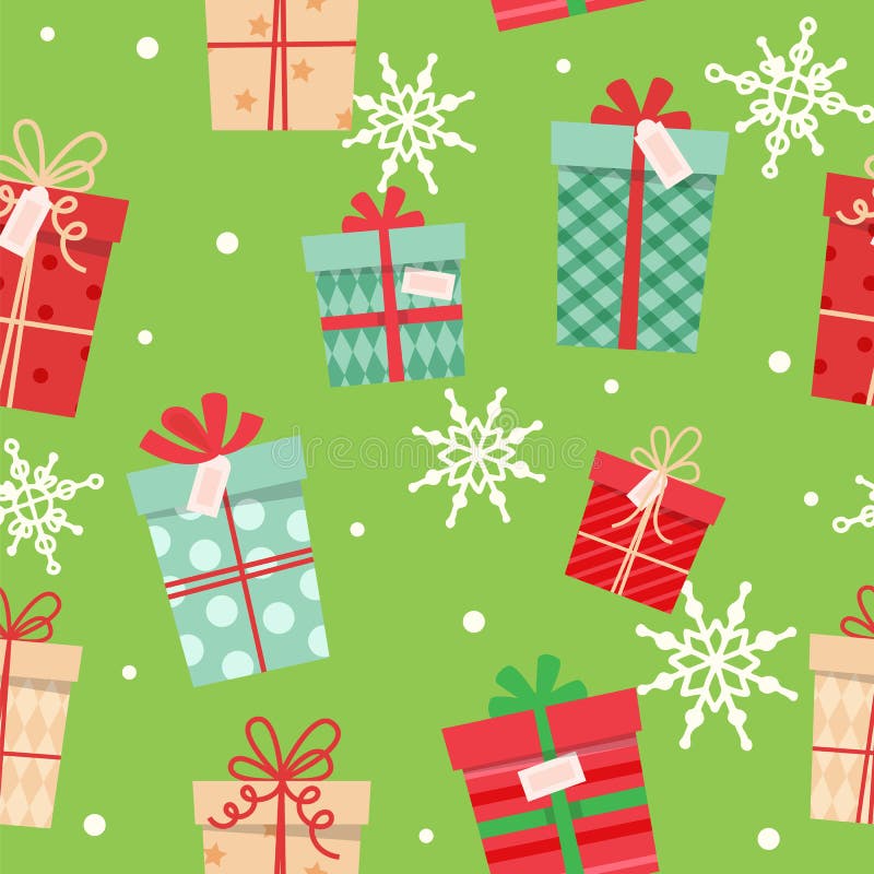 Christmas Presents Seamless Pattern, Different Boxes with Ribbons ...