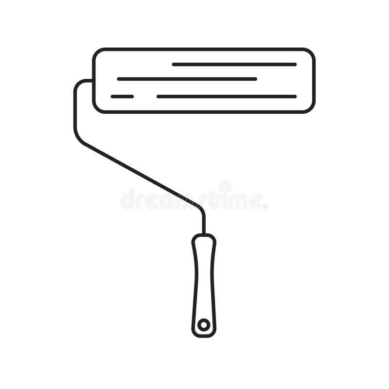 Vector Illustration in Flat Style. Paint Roller Icon, Outline in Doodle Style Stock Vector ...