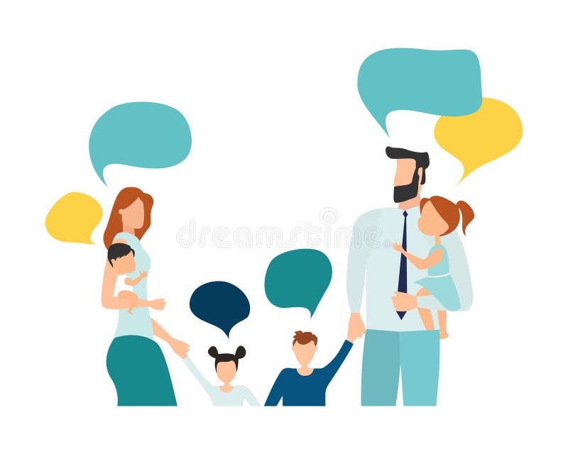 Vector Illustration, Flat Style, People Talk. Family with Thoughts on ...