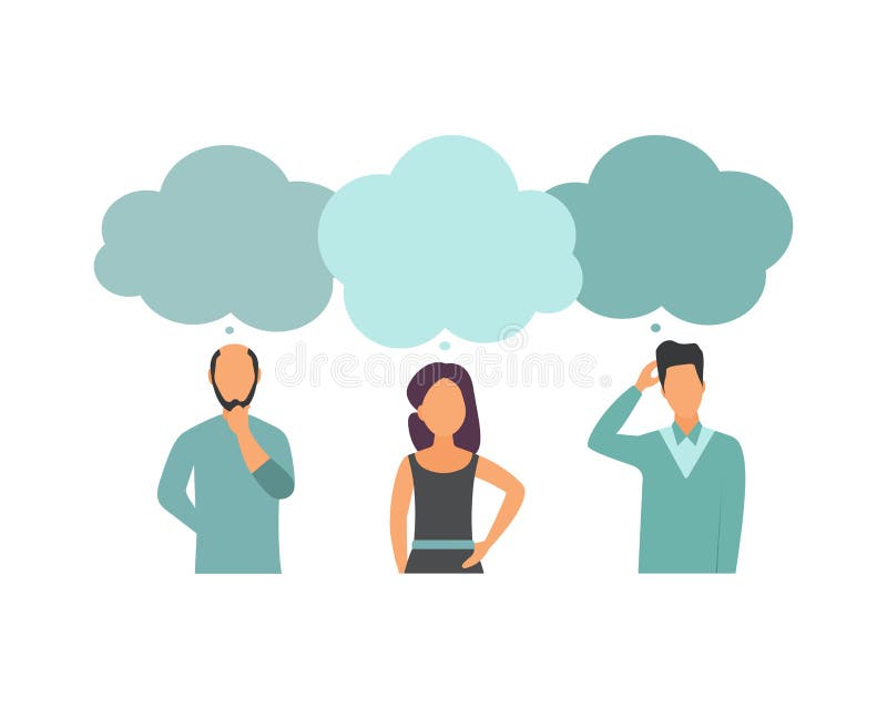 Vector Illustration, Flat Style, People Talk. People with Thoughts on a ...