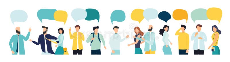Vector Illustration, Flat Style, People Talk. People with Thoughts on a ...