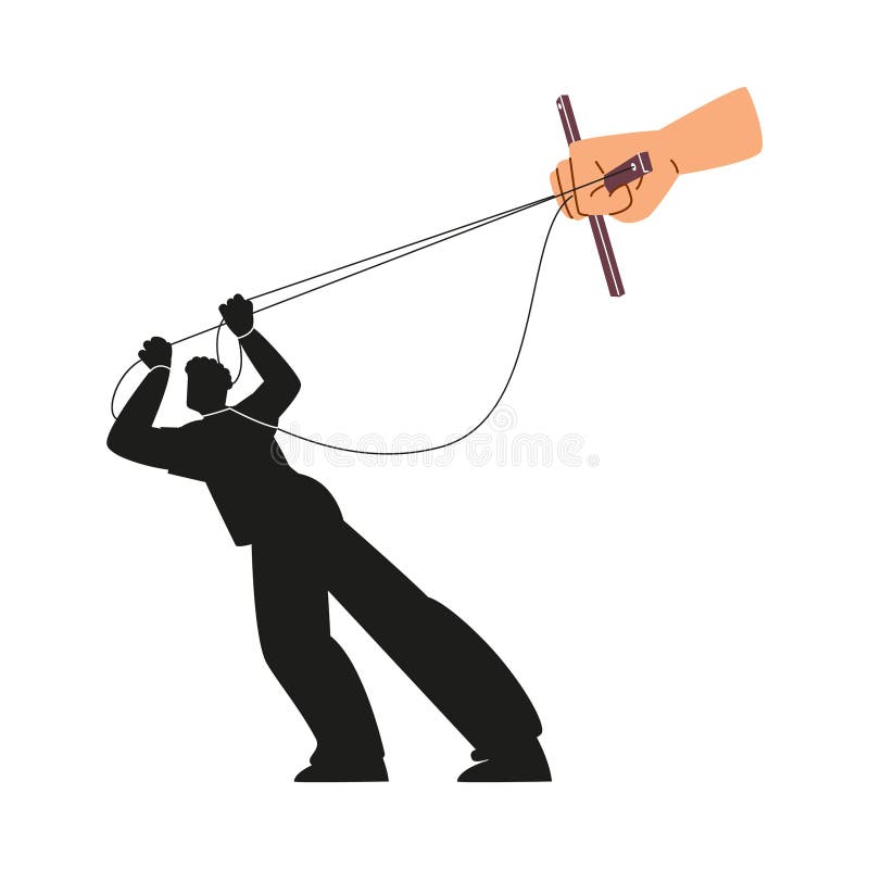 Vector Illustration in a Flat Style: Puppet Strings Controlling a Man ...