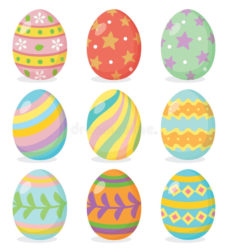 Set of Easter Eggs with Different Patterns. Stock Vector - Illustration ...