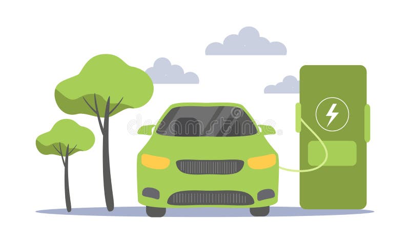 Vector Illustration in a Flat Style on the Theme of an Electric Car ...