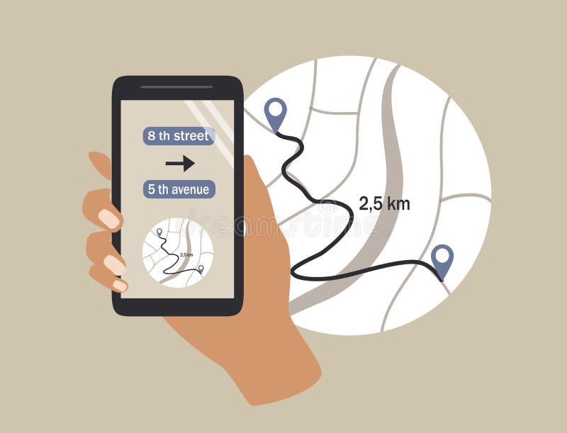 Vector Illustration in a Flat Style on the Theme of a Navigator in a ...