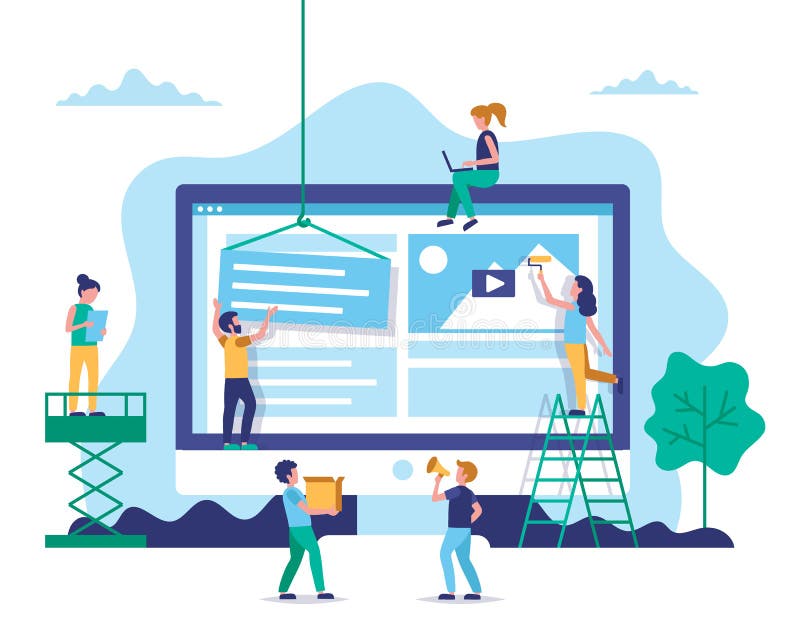 Website Construction, Web Design Concept Illustration in Flat Style ...
