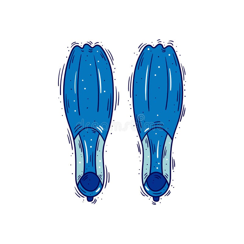 Vector Illustration of Flippers, Hand Drawn Cartoon Icon, Isolated ...