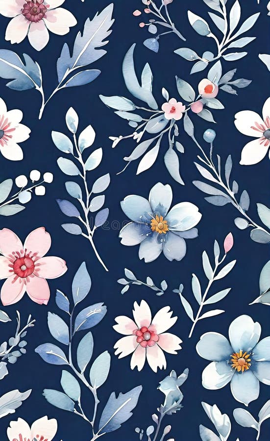 Vector Illustration, Floral Blooming Romantic Feminine Seamless Pattern ...