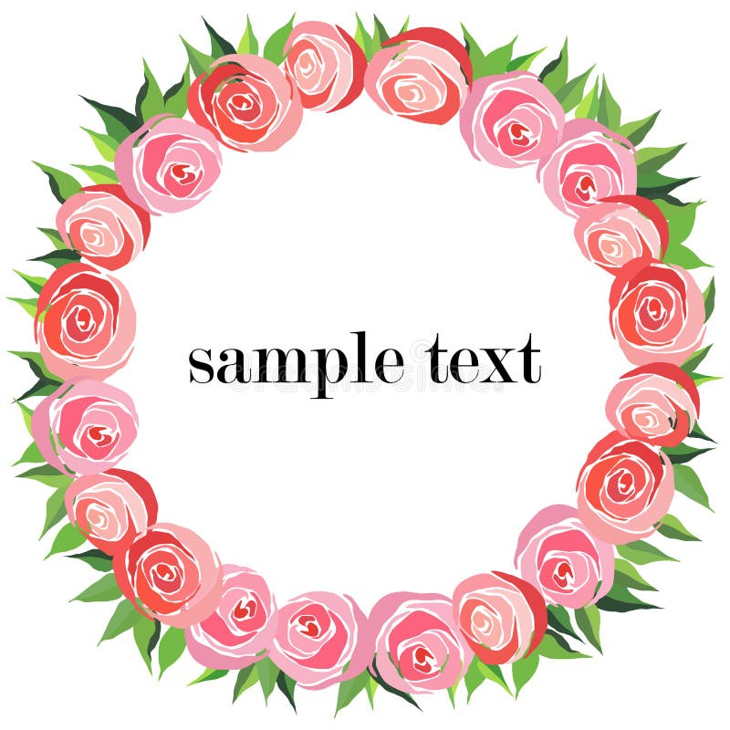 2624 Roses, Vector Illustration, Floral Round Frame for Leaflets ...