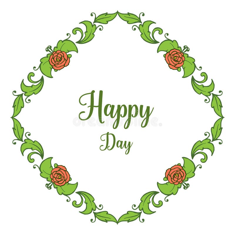 Vector Illustration Flower Frame Banner with Lettering Happy Day Stock ...