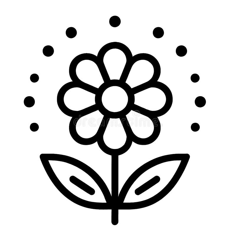 Vector Illustration of a Flower Shape with Black Lines in a Simple ...