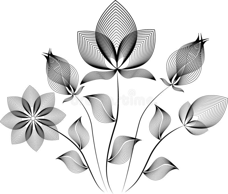Vector Illustration of Flowers Line Graph Stock Vector - Illustration ...