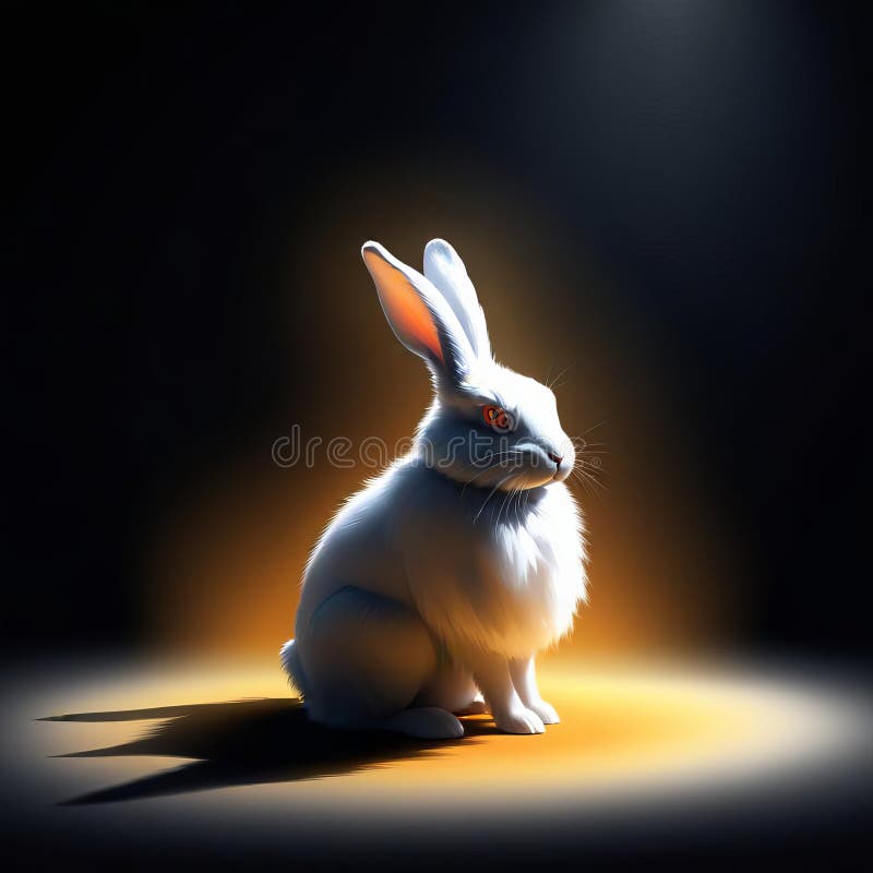 Vector Illustration of a Fluffy White Rabbit Stock Illustration ...